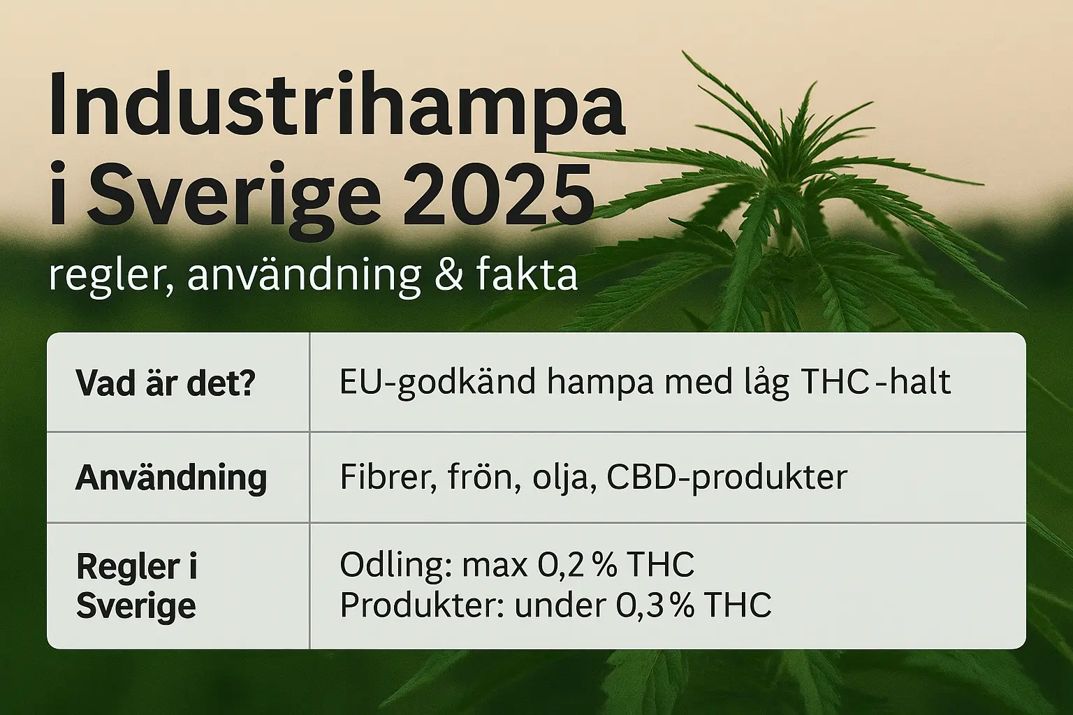 Vad är industrihampa? Regler och användning i Sverige 2025